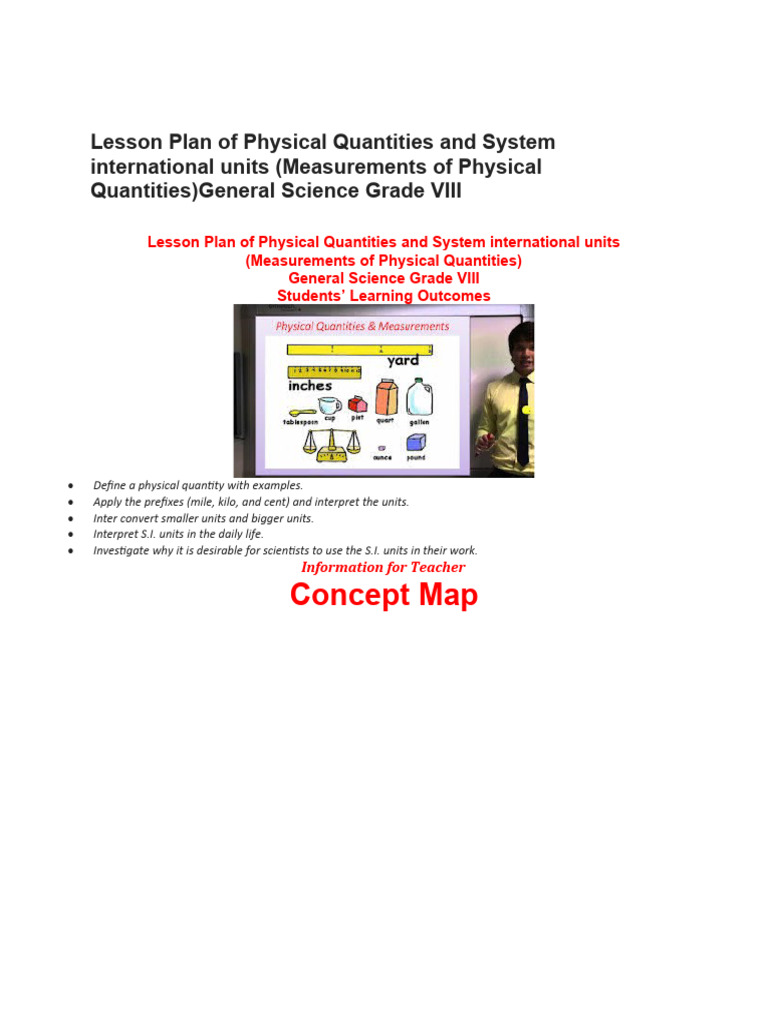 Lesson Plan: Physical Quantities & Units | PDF | International System ...