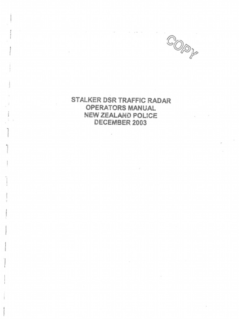 NZ Police Radar Stalker DSR Manual | PDF