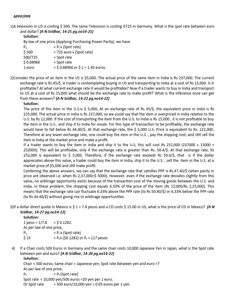 Unit-3 Numericals Appp, RPPP & Irp | PDF