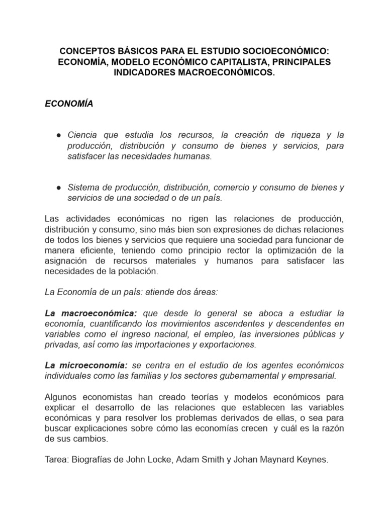 Conceptos Básicos para El Estudio Socioeconómico | PDF | Producto Interno Bruto | Ciencias ...