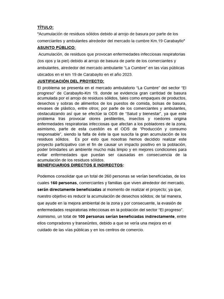 Proyecto de Ccss | PDF | Residuos | Impacto humano en el medio ambiente