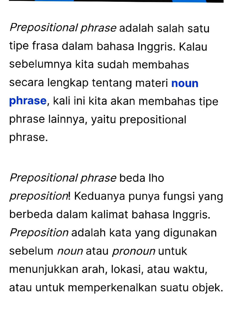 Materi Prepositional Phrase | PDF