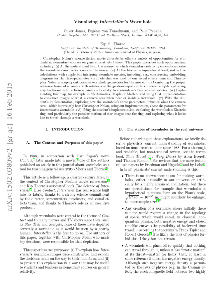 Visualizing Interstellar's Wormhole | PDF | Sphere | Spacetime