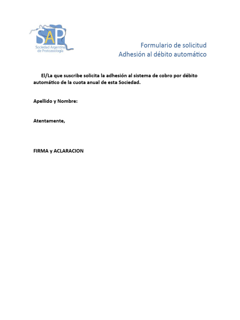 Formulario de Adhesión Al Debito Automatico | PDF