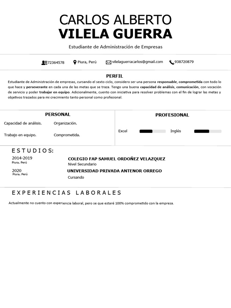 CV - Carlos Alberto Vilela Guerra | PDF | Crecimiento personal y ...