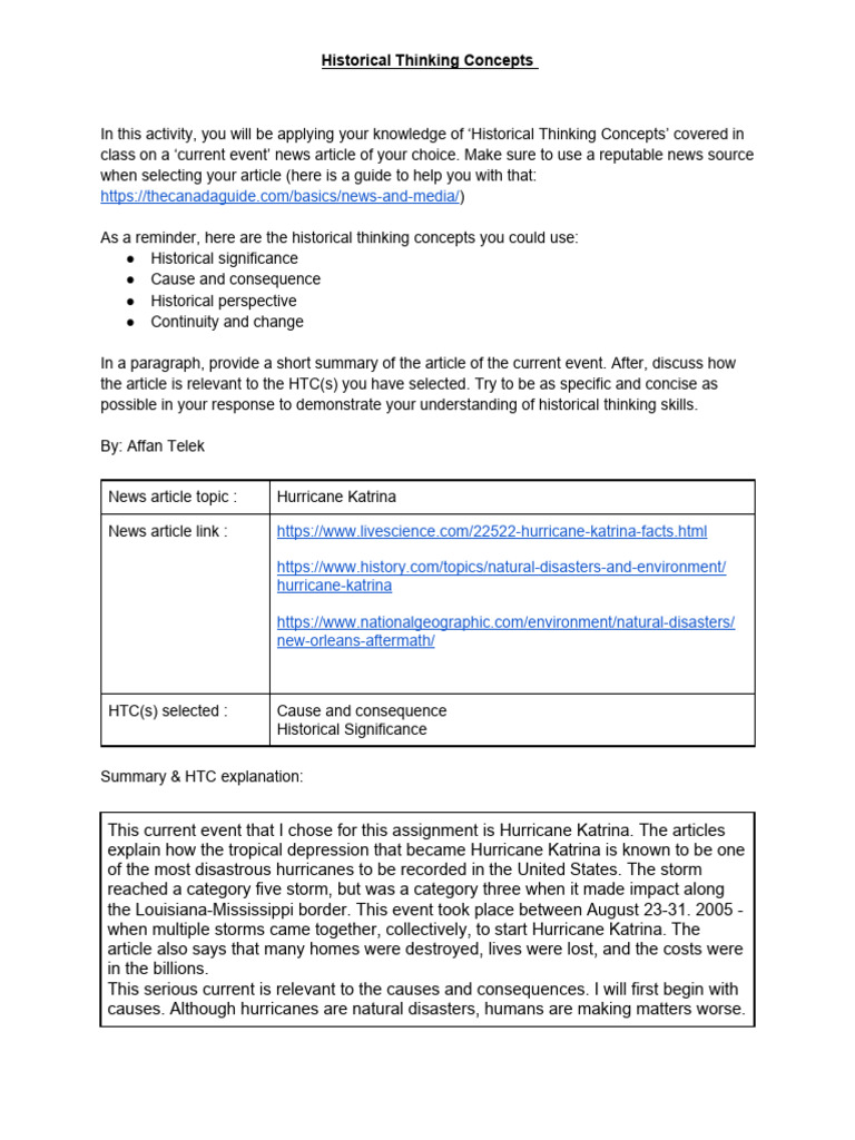 Affan Telek - Historical Thinking Concept News Article | PDF ...