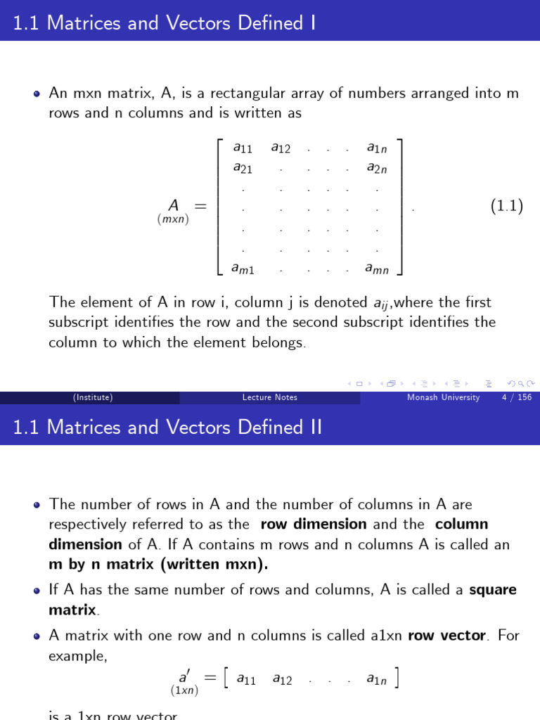 Lecture 1 (Linear Algebra) | Download Free PDF | Matrix (Mathematics ...