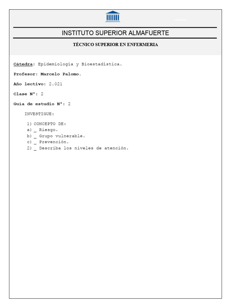 Guia de Estud N°2 Epidem y Bioest | PDF | Salud y bienestar | Ciencia y matemáticas
