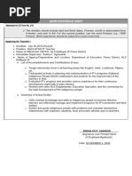 Work Experience Sheet | PDF
