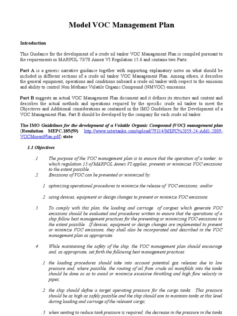 Guidelines for VOC Management Plan - Final - 2010 | Oil Tanker | Phase ...