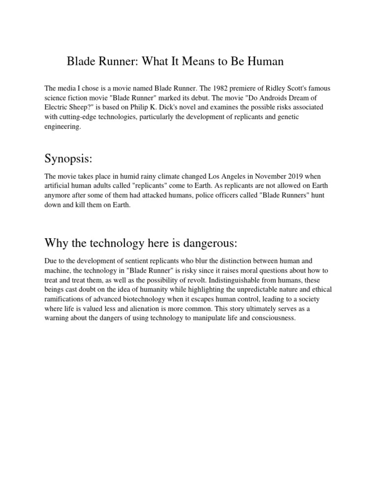 Blade Runner What It Means To Be Human | PDF