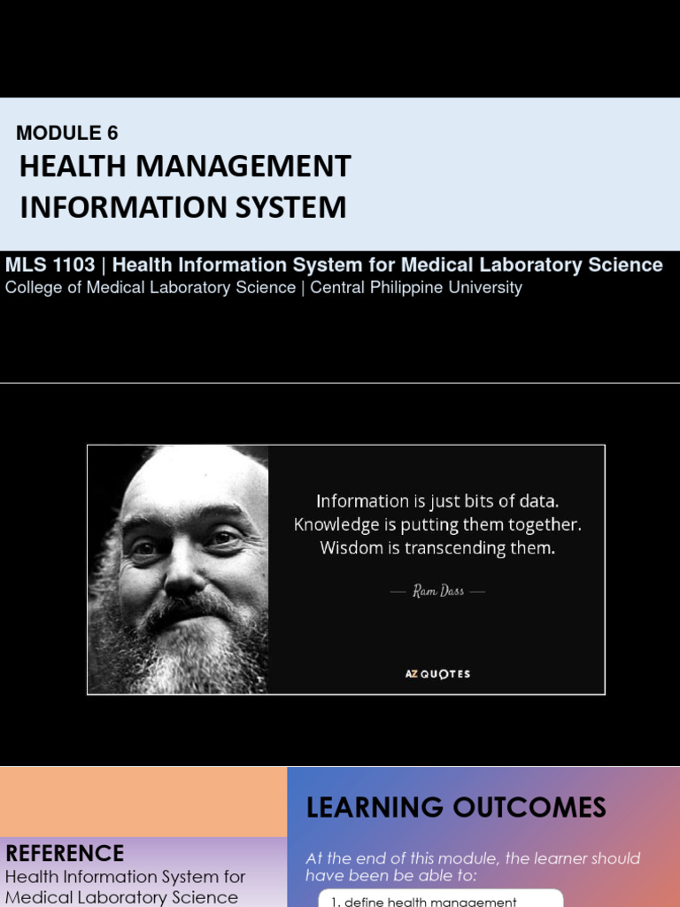 Health Management Info Systems Overview | PDF | Data | Information