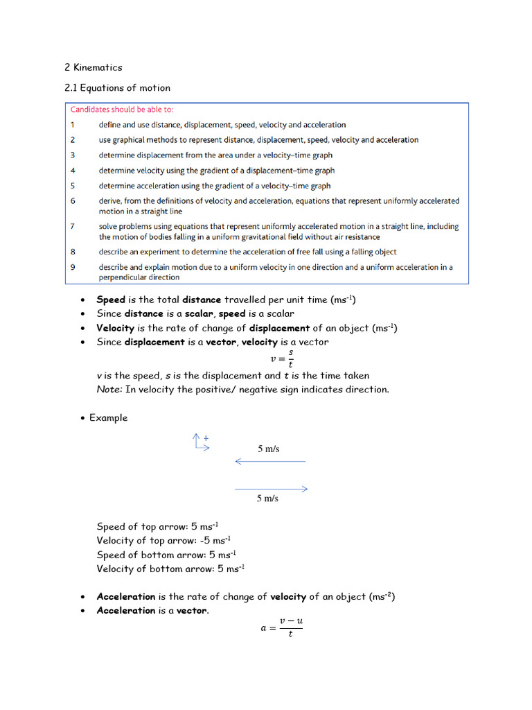 Chapter 2 Kinematics | PDF | Velocity | Acceleration Chapter 2 Kinematics | PDF | Velocity | Acceleration
