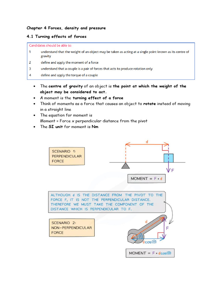 Chapter 4 Forces, Density and Pressure | PDF