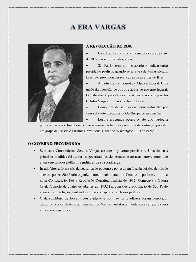 A Era Vargas | PDF | Brasil | Governo