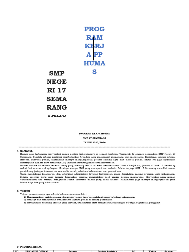 Program Kerja Humas | PDF