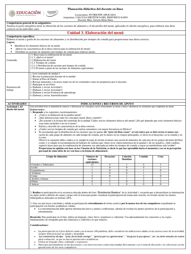 NA NCDI 2302 B1 002 - PDUnidad3 | PDF | Alimentos | Dieta