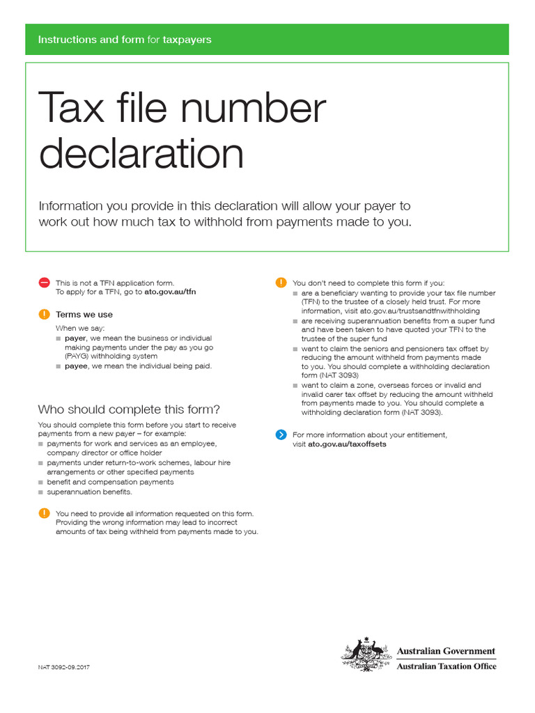 TFN Declaration Form | PDF | Payments | Money