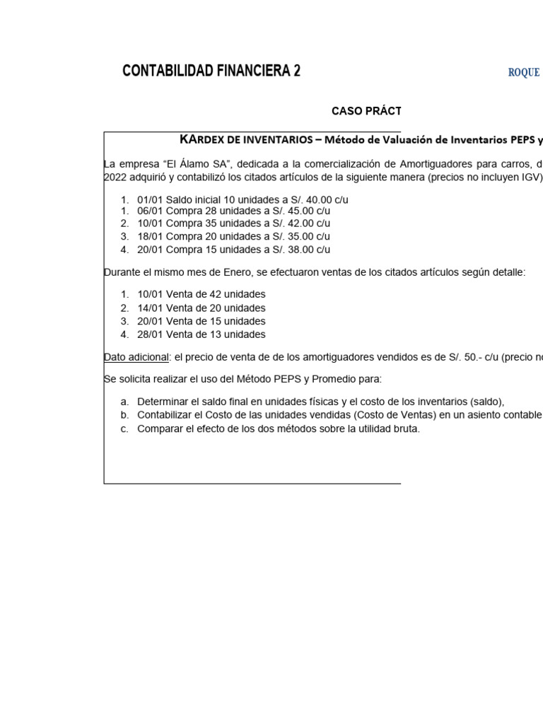 Caso Práctico 03 Kardex - PEPS - Promedio | PDF | Impuestos | Compartir (Finanzas)