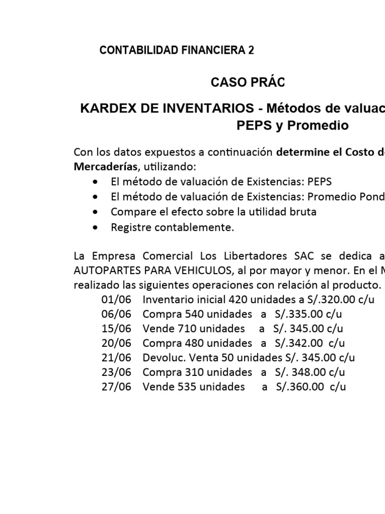 S03 Caso Práctico 04 Kardex - PEPS - Promedio | PDF | Compartir (Finanzas) | Impuestos