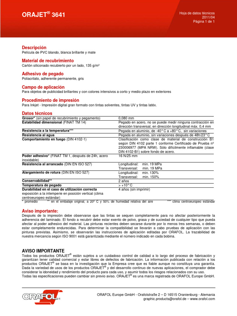 Orajet 3641 Eu Es | PDF | Sector secundario de la economía | Procesos ...