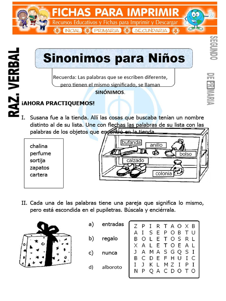 Sinónimos para Niños de Primaria | PDF