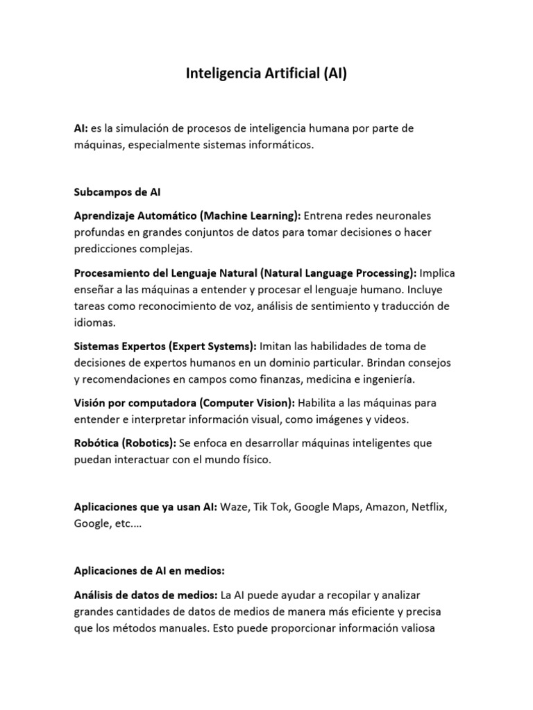 Inteligencia Artificial Resumen | PDF | Inteligencia artificial | Inteligencia (IA) y semántica