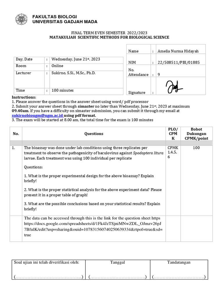 Amelia Nurma Hidayah - 508511 - Jawaban UAS MPB | PDF | Experiment | Normal Distribution