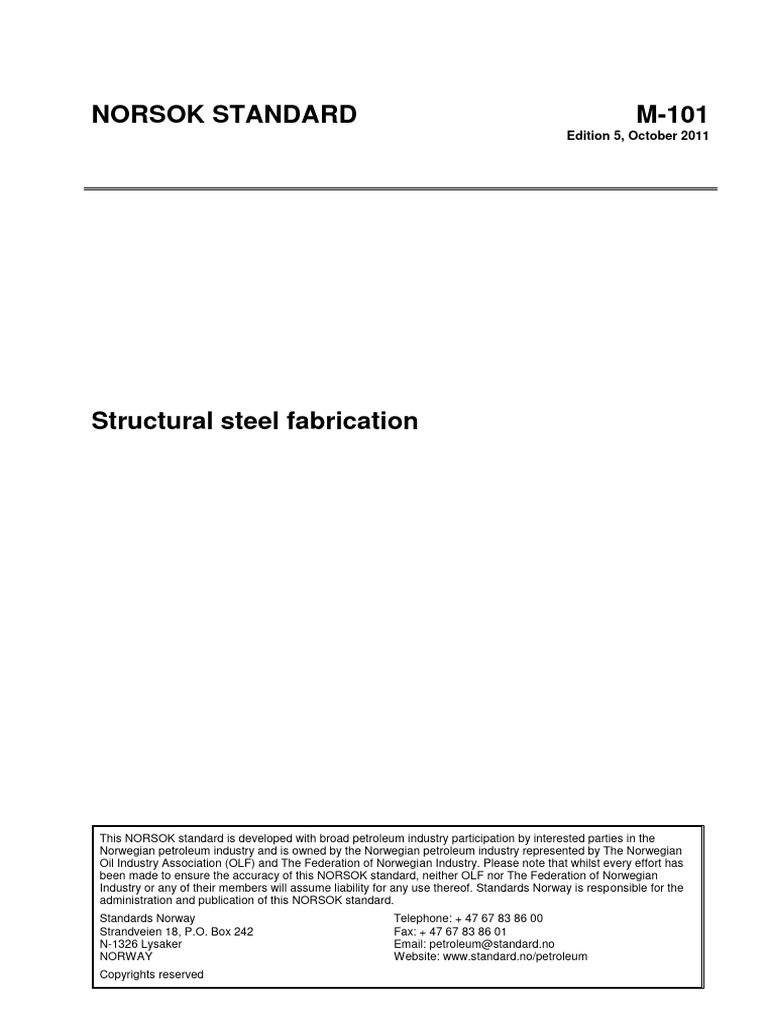 Norsok M101 Rev5 2011 | PDF | Nondestructive Testing | Structural Steel