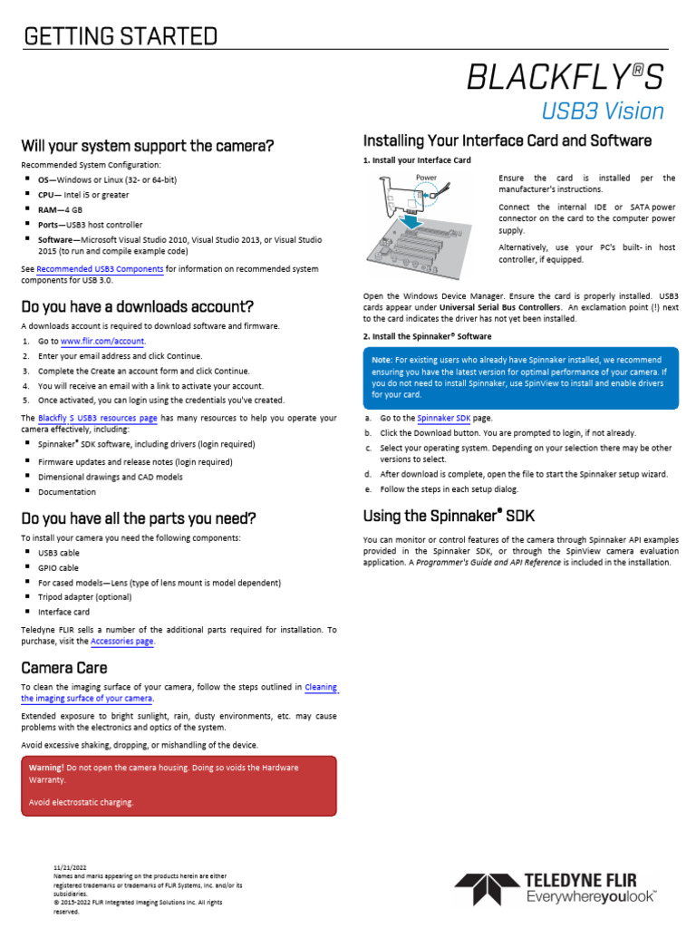FLIR Blackfly USB3 Startup Guide | PDF | Usb | Software