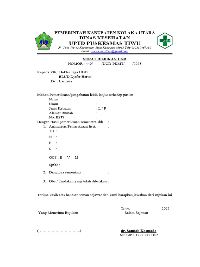 Surat Rujukan UGD | PDF