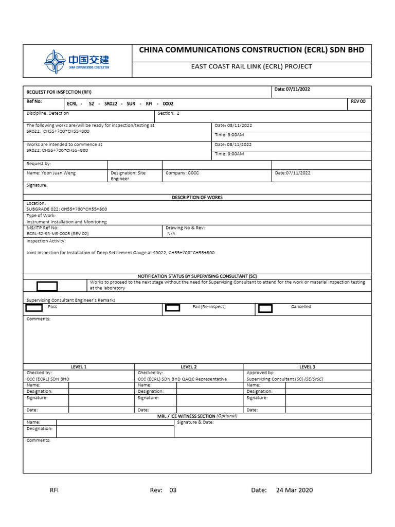 ECRL-S2-SR022-SUR-RFI-0002 Joint Inspection For Installation of Deep ...