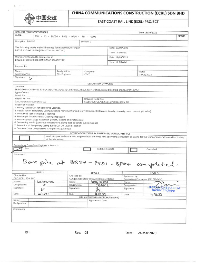 Ecrl S2 BR024 PS01 BP04 Rfi 0001 - Passed | PDF