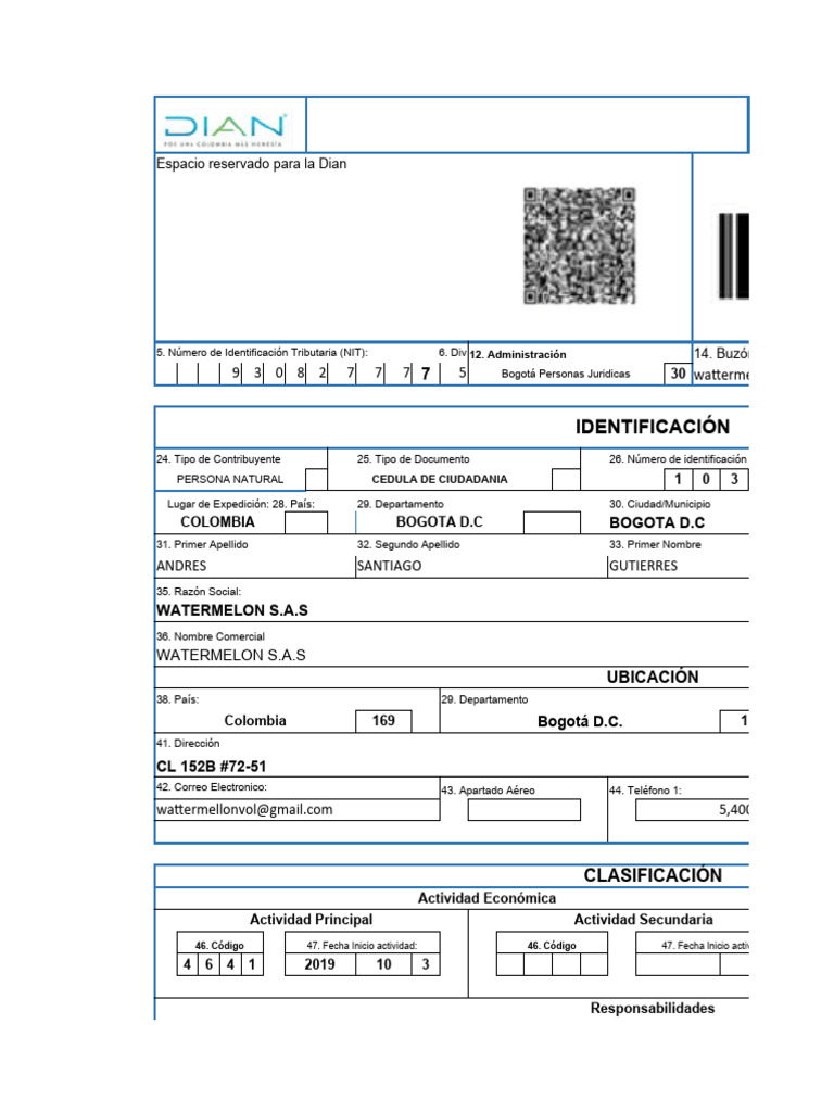 Rut. | PDF | Bogotá | Impuestos