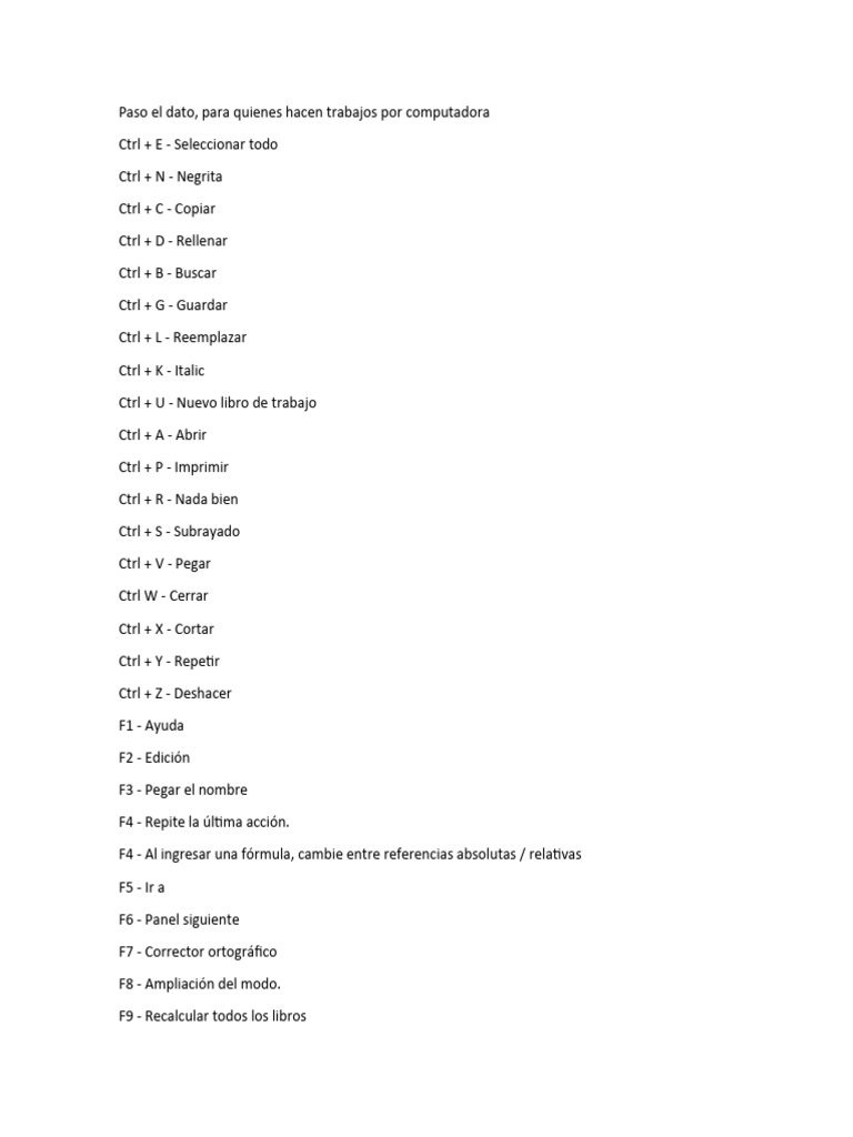 Comandos para Computadora | PDF | Ventana (informática) | Hoja de cálculo