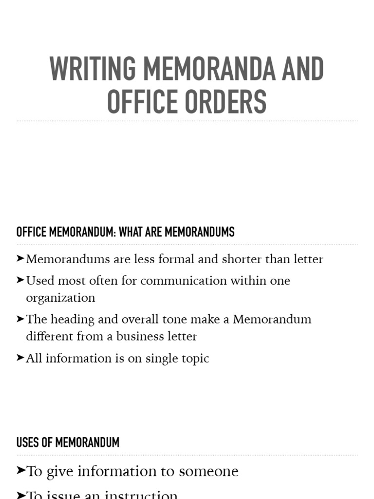 Writing Memoranda and Office Order | PDF | Memorandum | Human Communication