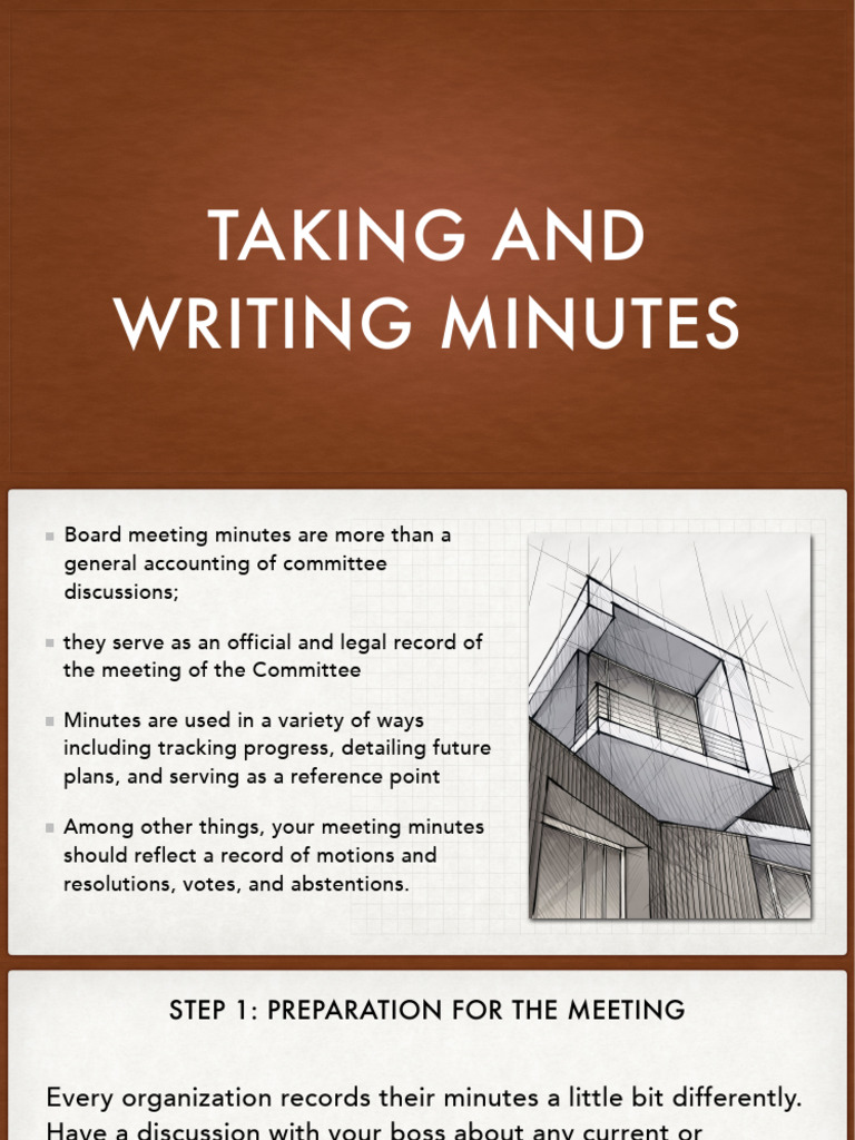 Taking and Writing Minutes | PDF | Agenda (Meeting)