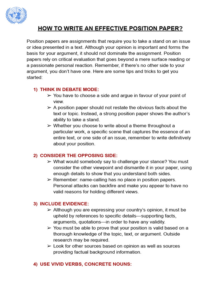 Tips For Writing Effective Position Papers | PDF | Argument | Evidence
