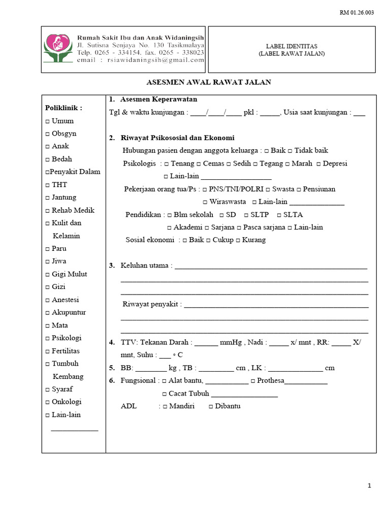 Asesmen Awal Rawat Jalan | PDF