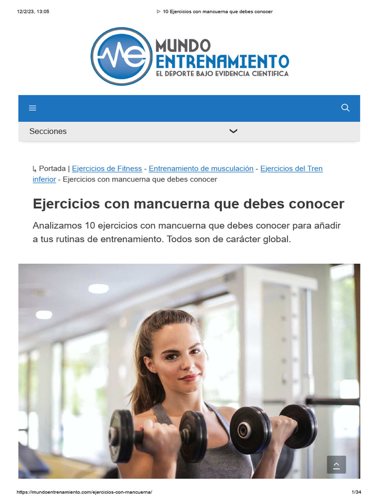 10 Ejercicios Con Mancuerna Que Debes Conocer | PDF