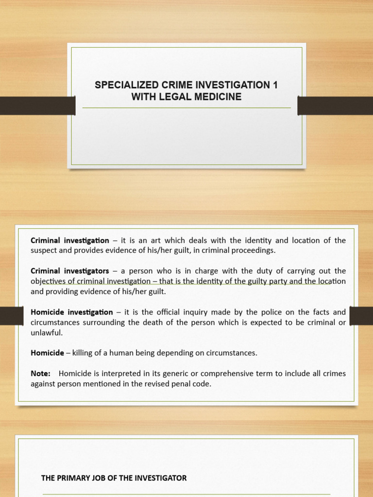 Specialized Crime Investigation 1 With Legal Medicine 1 | PDF | Autopsy ...