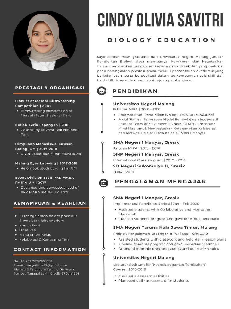 CV - Cindy Olivia | PDF