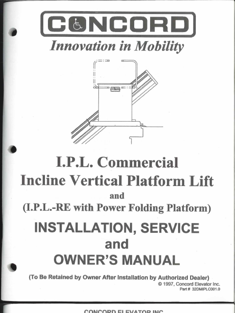 Concord IPL Commercial Incline Vertical Platform Lift Searchable | PDF ...