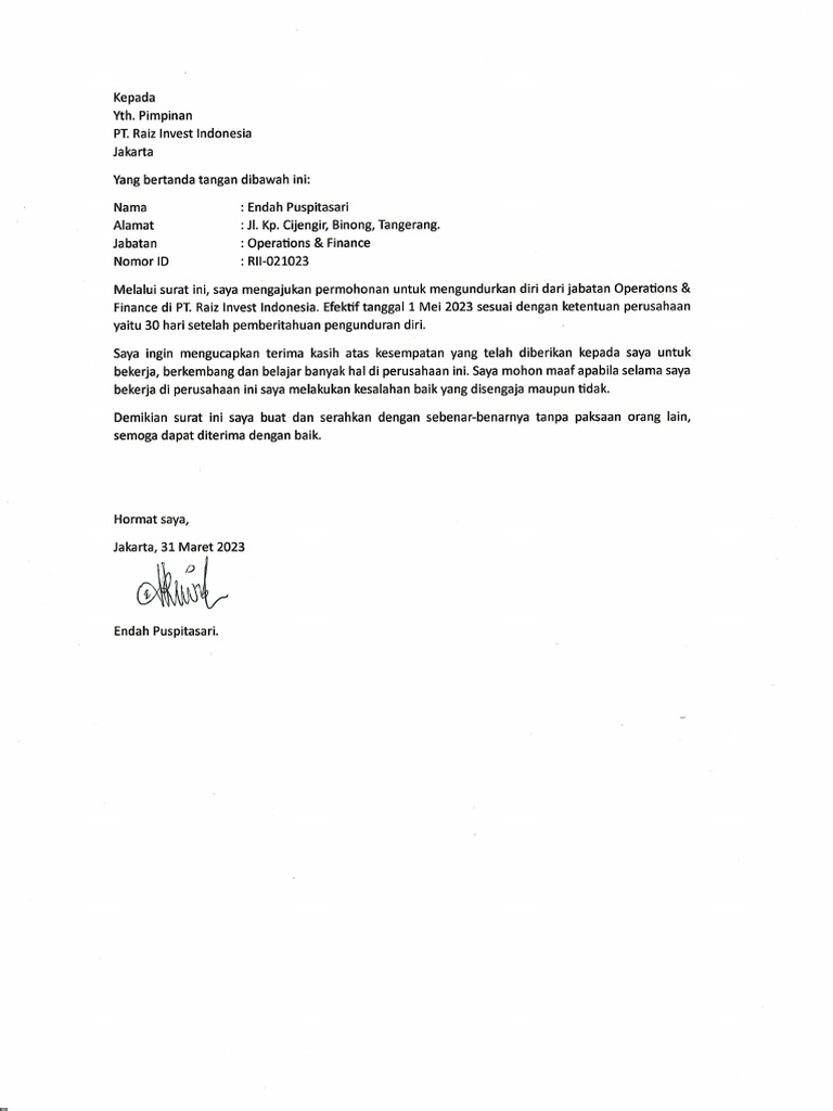 Surat Resign | PDF