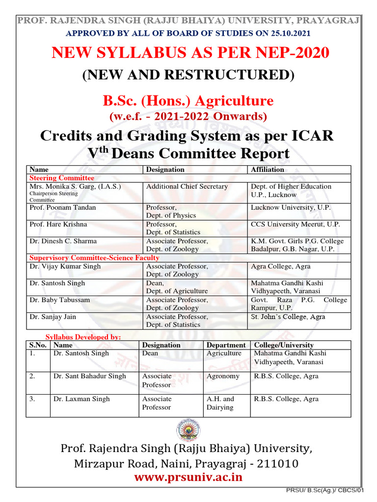 B.Sc. Agriculture Syllabus NEP 2020 | PDF | Soil | Agriculture