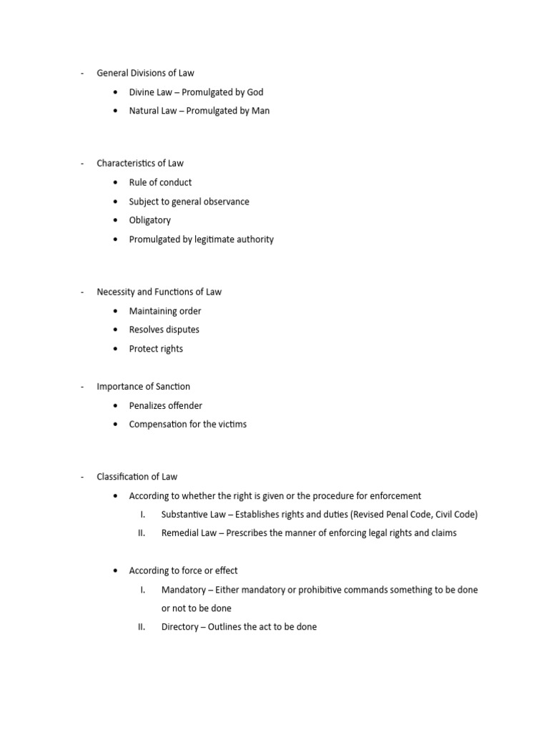 General Divisions of Law | PDF