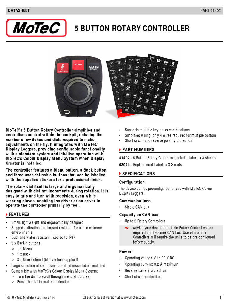 CDS41402 5 Button Rotary Controller | PDF | Technology & Engineering