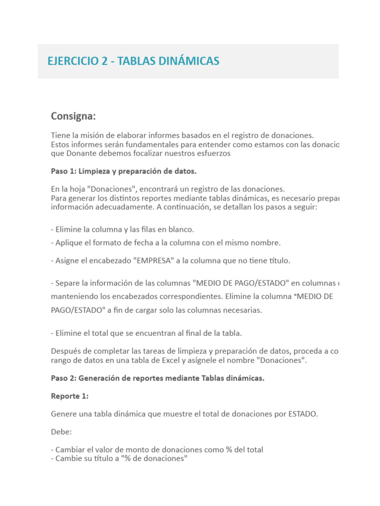 Ejercicio 2 - Tablas Dinamicas - Resolucion | PDF