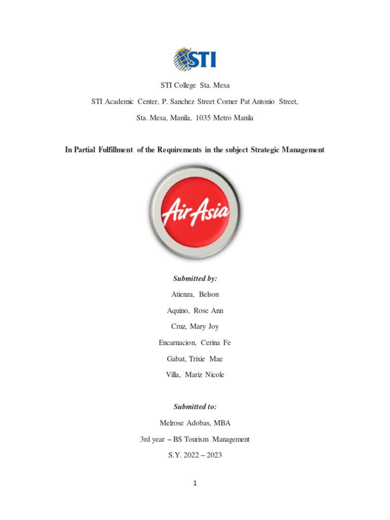 AirAsia: Mission, Vision, and Growth Strategy | PDF | Civil Aviation ...