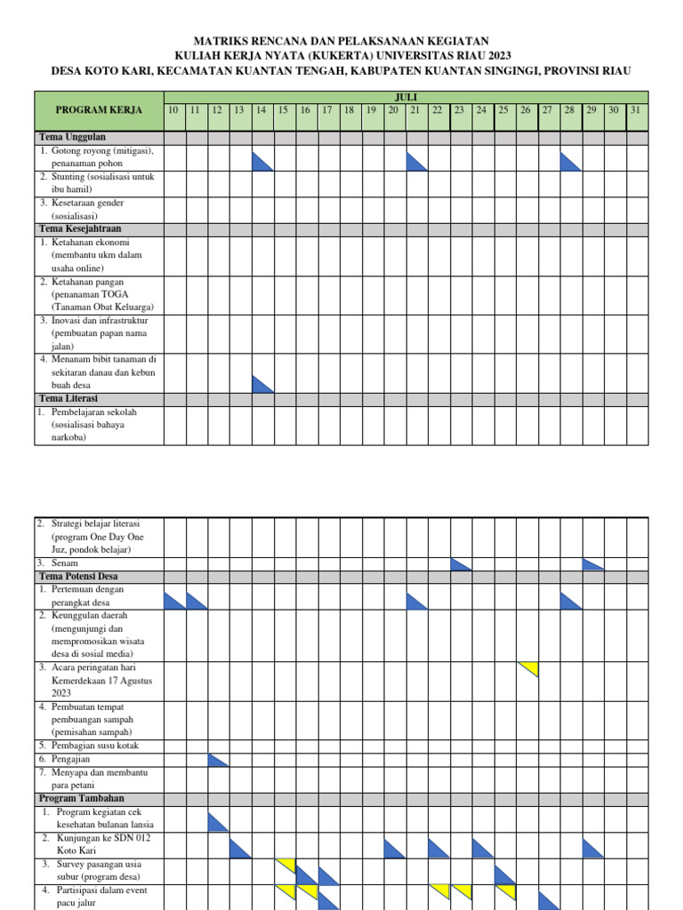 Matriks Program Kerja KKN | PDF